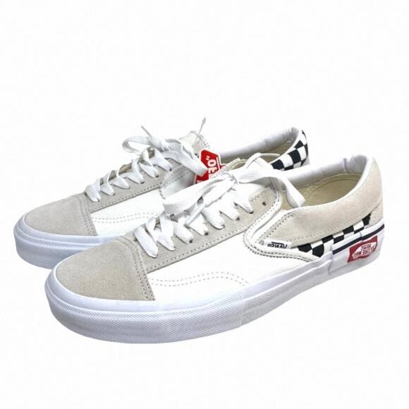 Vans | Shoes | Vans Slip On Cream Check Sneakers Canvas Suede Shoes ...
